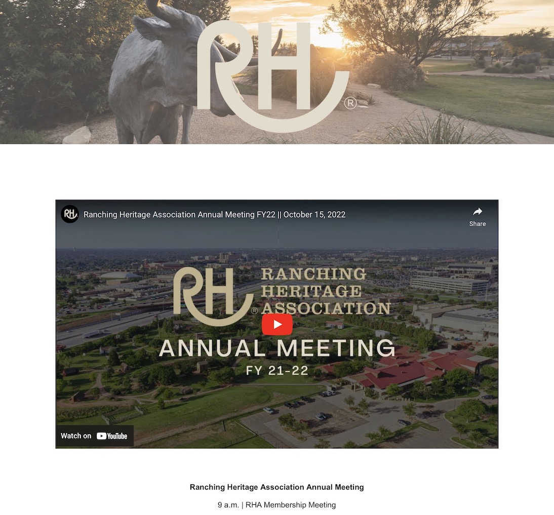 Live Streaming Services for the 2022 Ranching Heritage Association ...